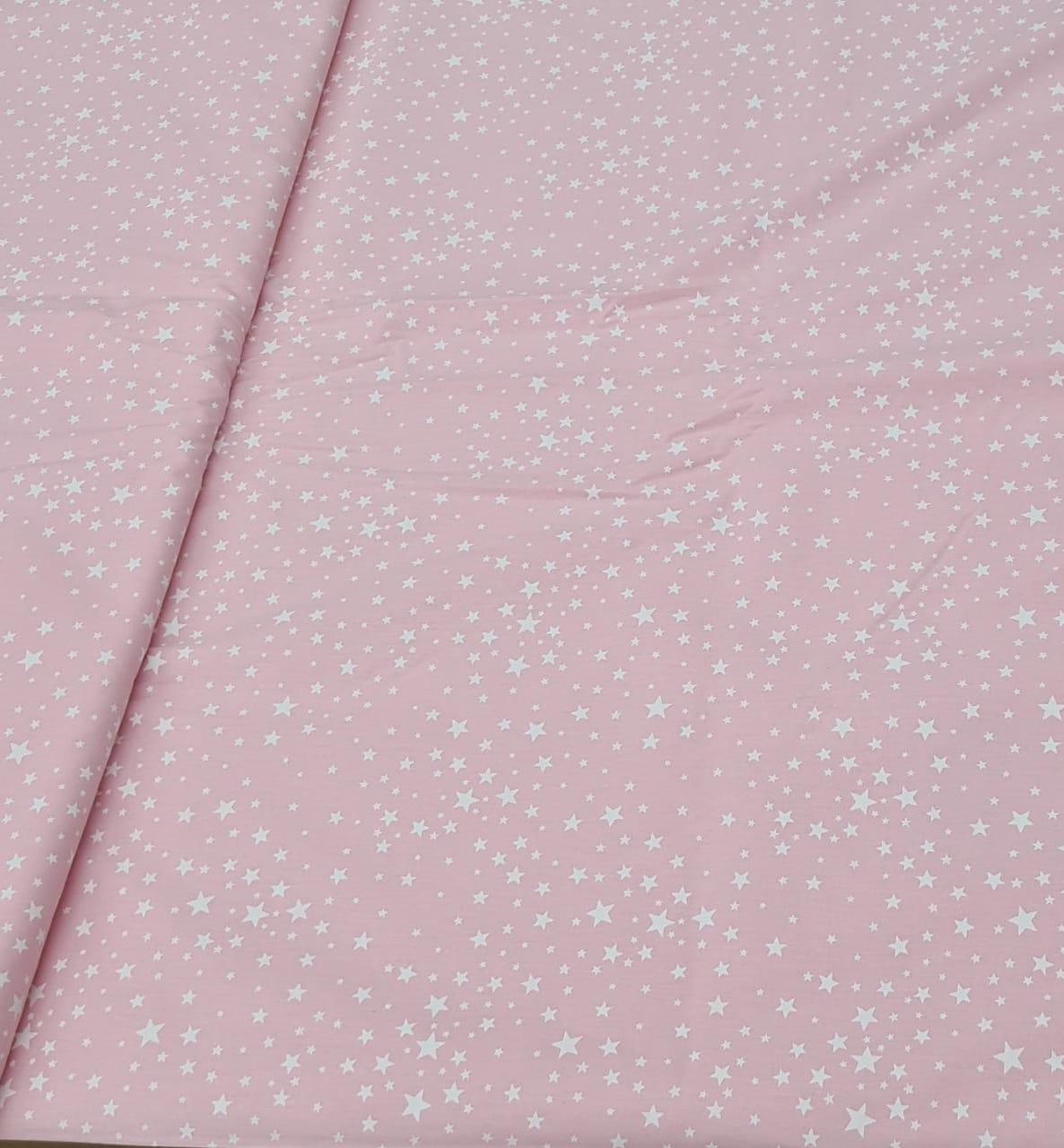 Tecido Tricoline Rosa Bebê Estrelinhas